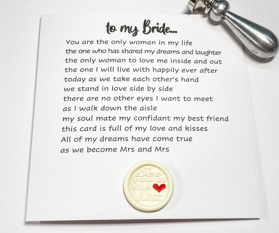 To My Bride on Our Wedding Day Card, Wedding Card for Bride From Bride ...