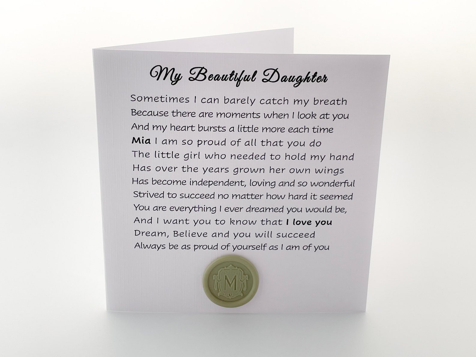 Personalised Card for Daughter, Mother Daughter Poem, to My Daughter ...