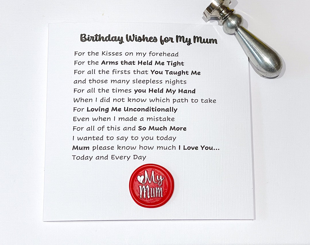 Mum Birthday Card, Happy Birthday Card for My Mum, Mum Poem for Mums ...
