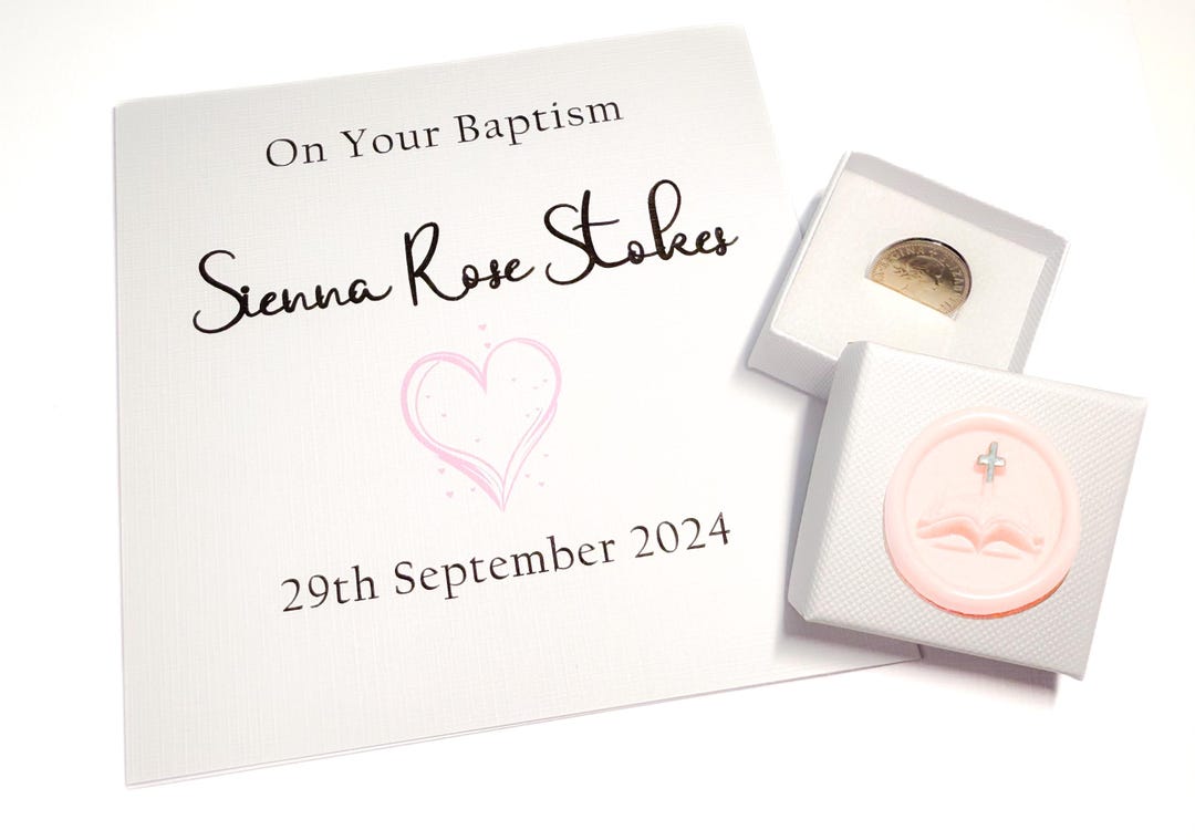 Lucky Sixpence in Custom Bible Gift Box, Personalised Baptism Card - Etsy