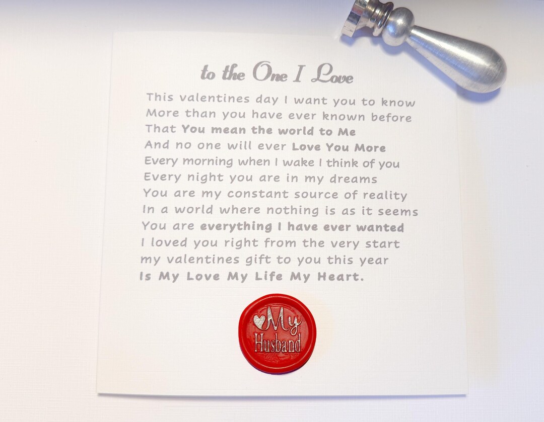 Carte de Saint-Valentin mari, poème d'amour, cachet de cire - Etsy France