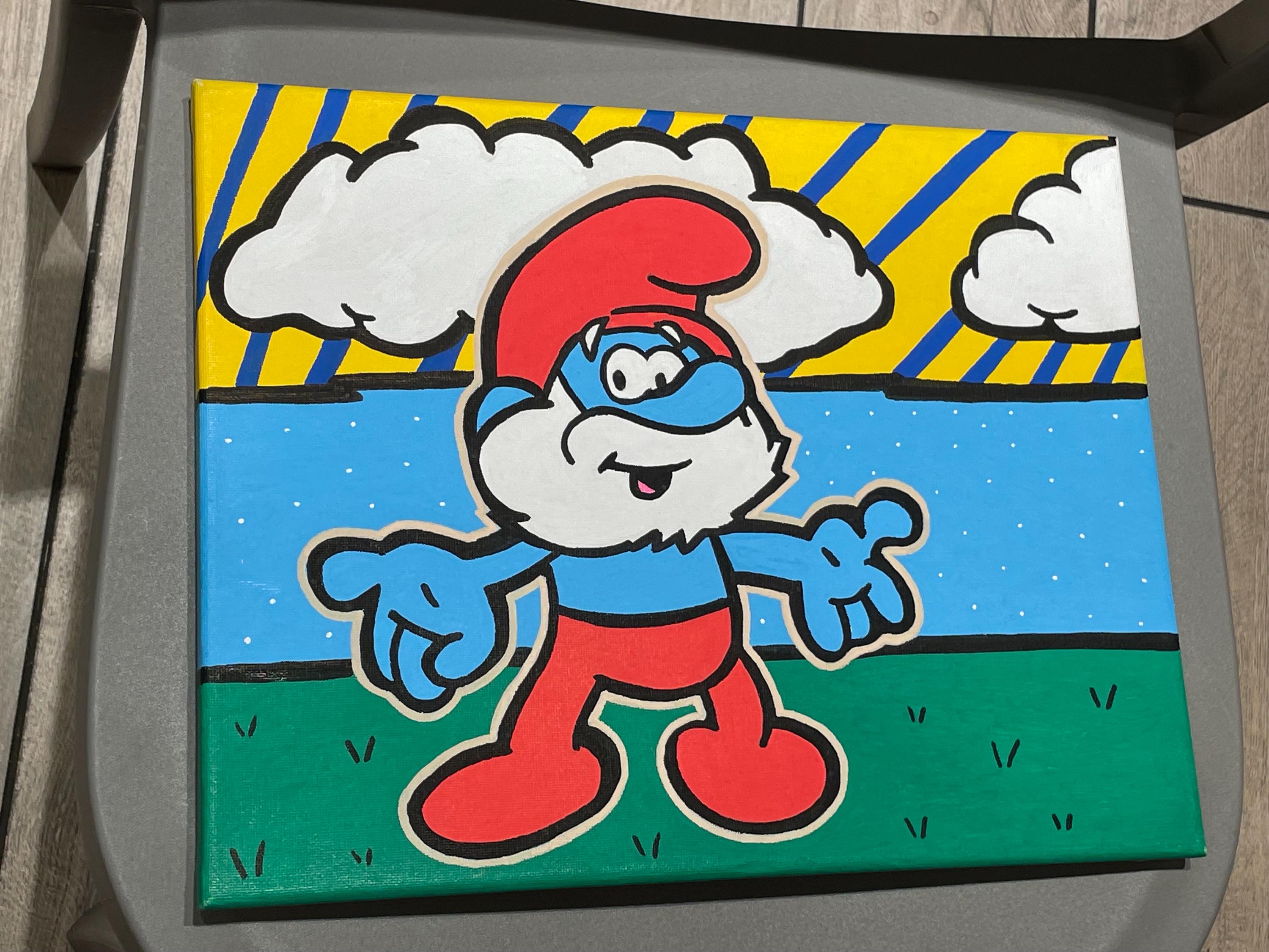 The Smurfs Papa Smurf 11”x14”- Vibrant Background, Canvas Painting ...