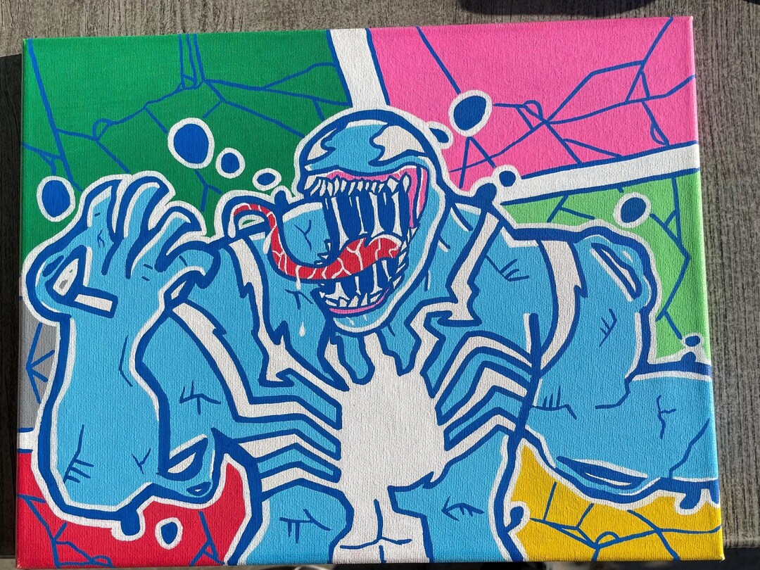 Venom 11x14 Pop Art, Vibrant Artwork Canvas Art, Acrylic Painting, Wall ...