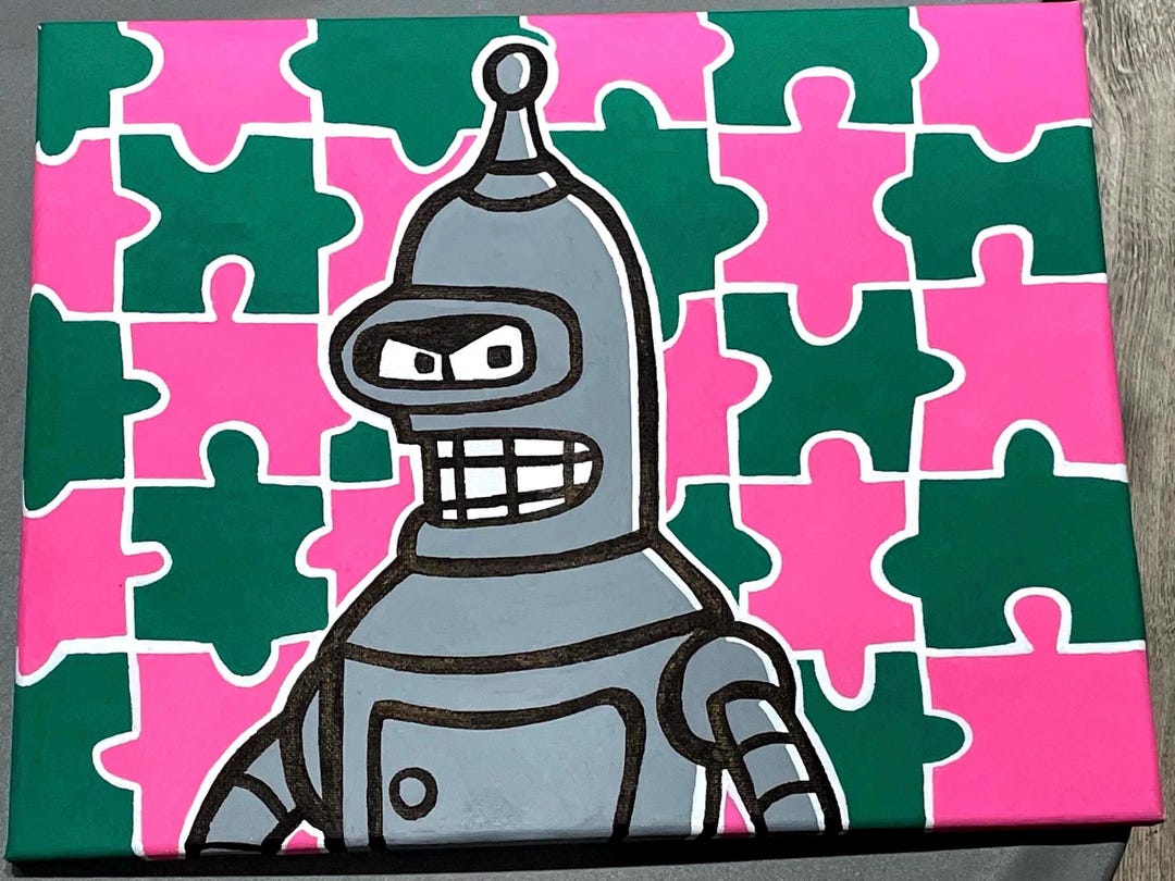 Futurama Bender 11”x14”- Cartoon Art, Pop Art, Canvas Artwork, Acrylic ...