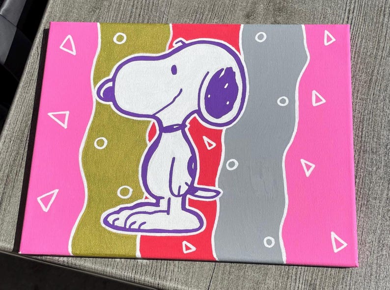 Peanuts Snoopy 11x14 Cartoon Painting, Canvas Art, Acrylic Painting ...