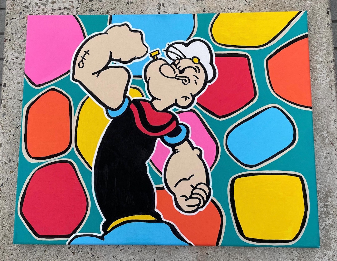 Popeye 16”x20”- Canvas Artwork, Cartoon Painting, Pop Art, Acrylic ...