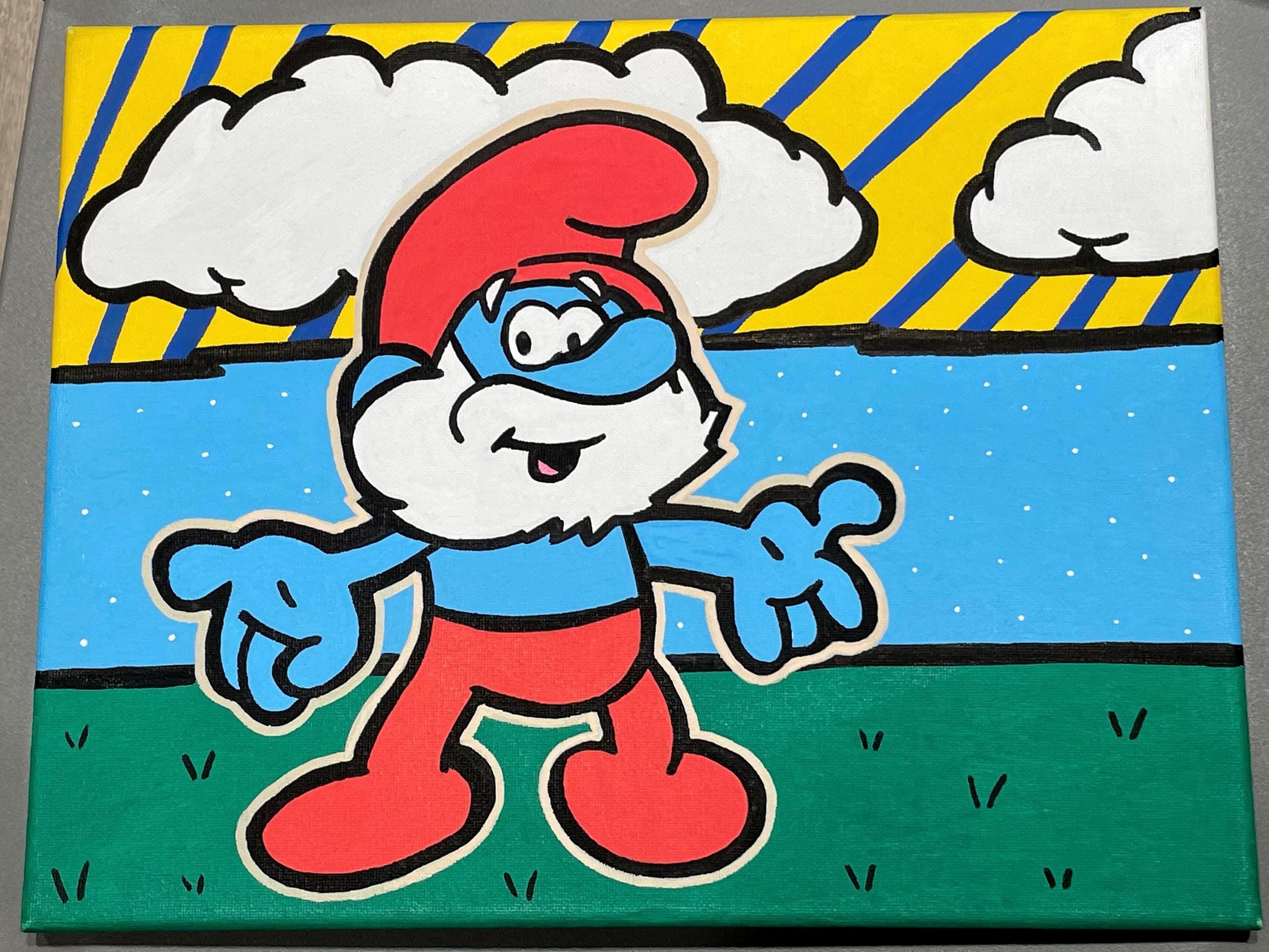 The Smurfs Papa Smurf 11”x14”- Vibrant Background, Canvas Painting ...