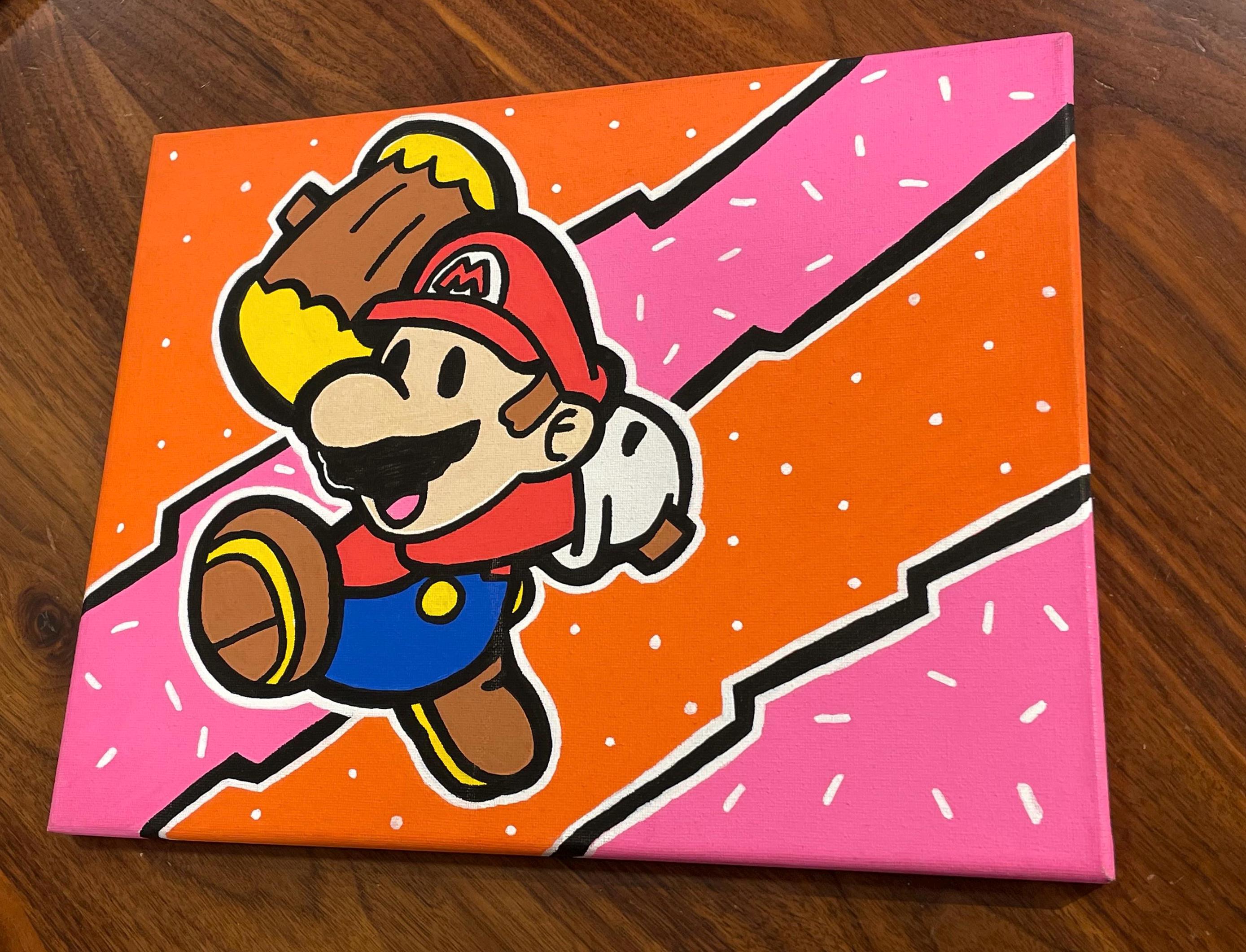 Paper Mario 11”x14”- Vibrant Artwork, Acrylic Painting, Canvas Art ...