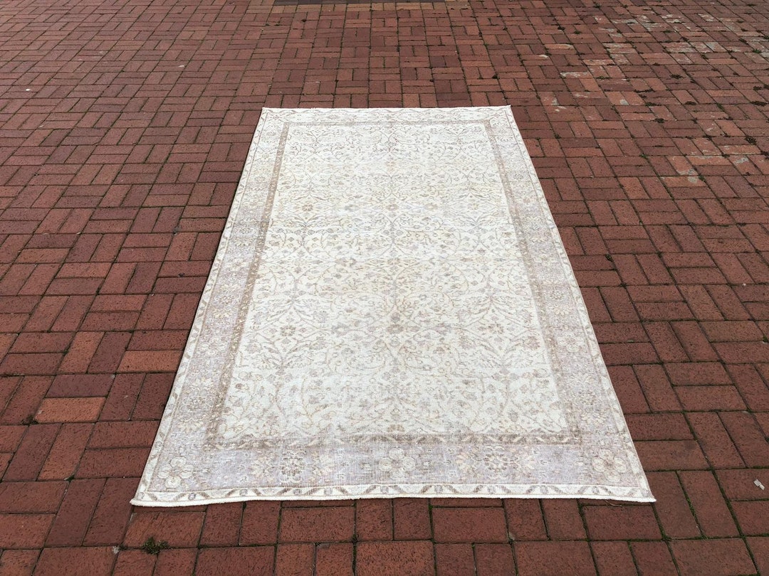 Cream Color Carpet, Handmade Decorative Carpet, 150x260 Cm, 4.9x8.5 Ft ...