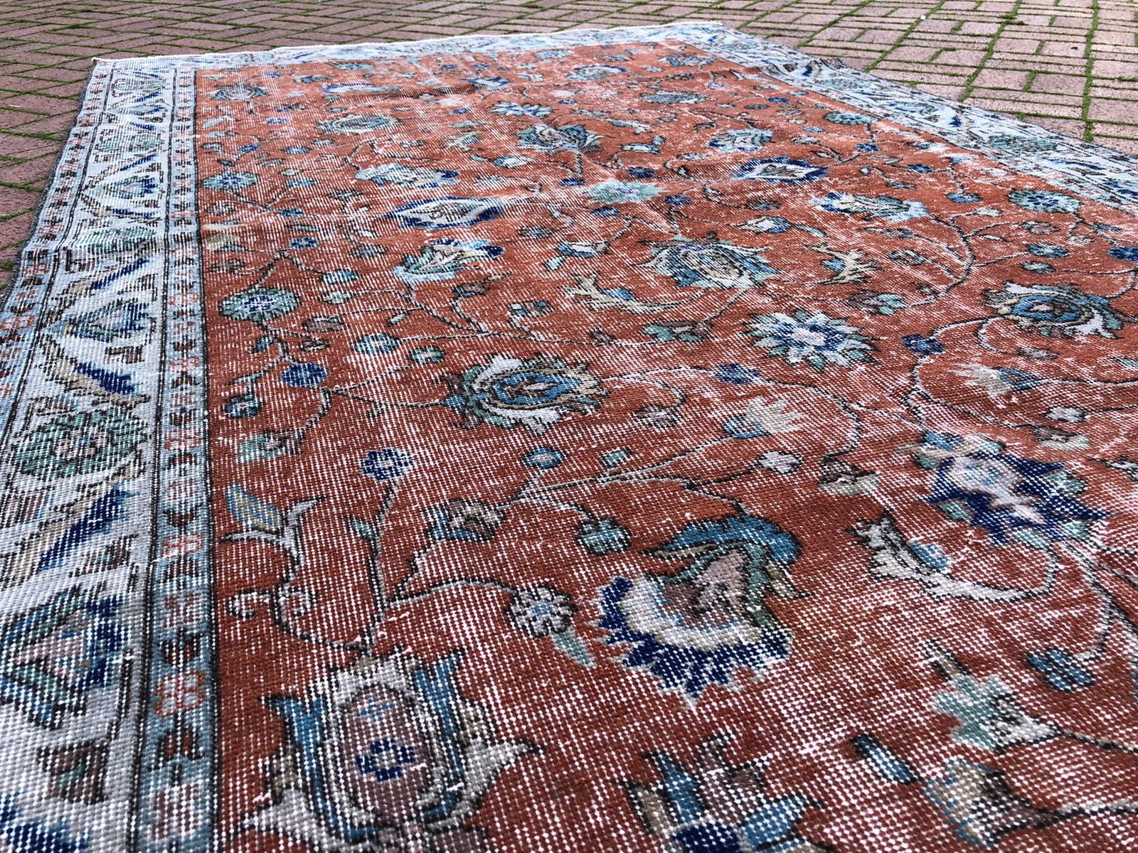 Brick Color Rug Red Rug Gray Rug Floral Rug Vintage Rug - Etsy