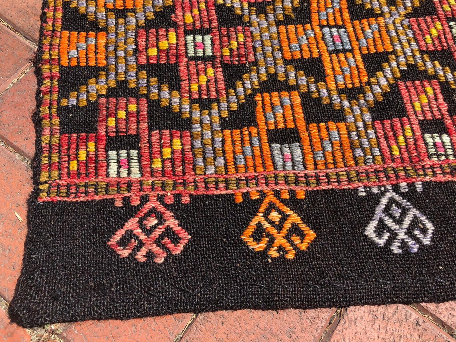 5'4 X 7'8 Geometric Black Kilim Rug - Etsy