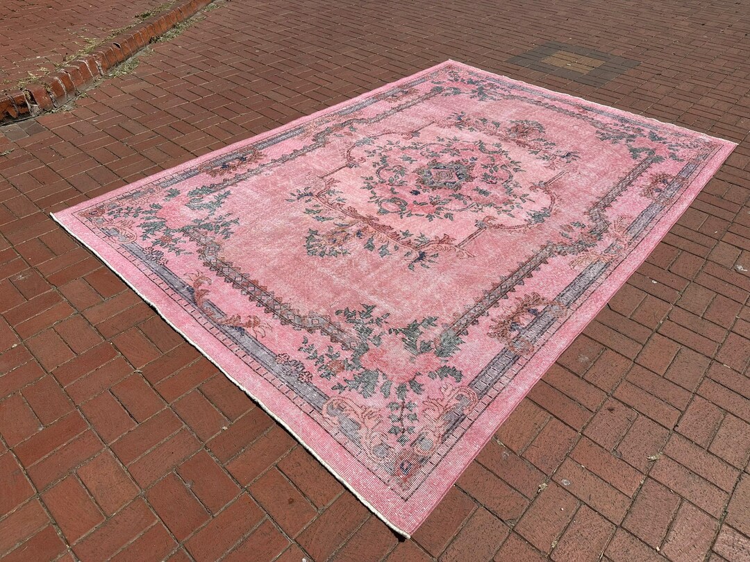 7'4 X 10'7 Vintage Boho Pink Rug, Large Modern Turkish Deco Rug ...