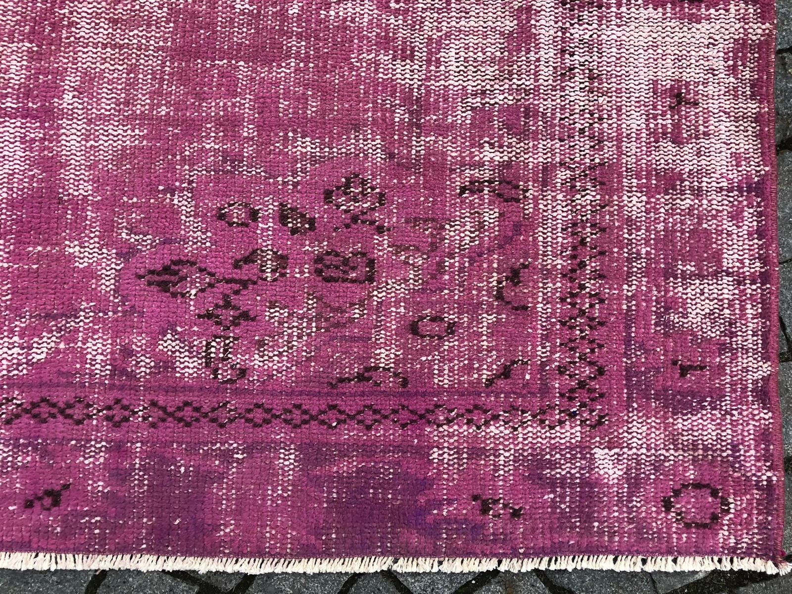 Black Floral Patterned Pink Carpet Cotton & Wool Rug Vintage | Etsy