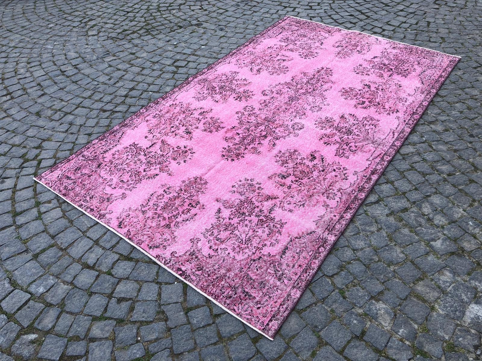 51 X 88 Pink Rug Brown Medallion Oushak Rug Handmade Living Room Rug Antique Area Rug