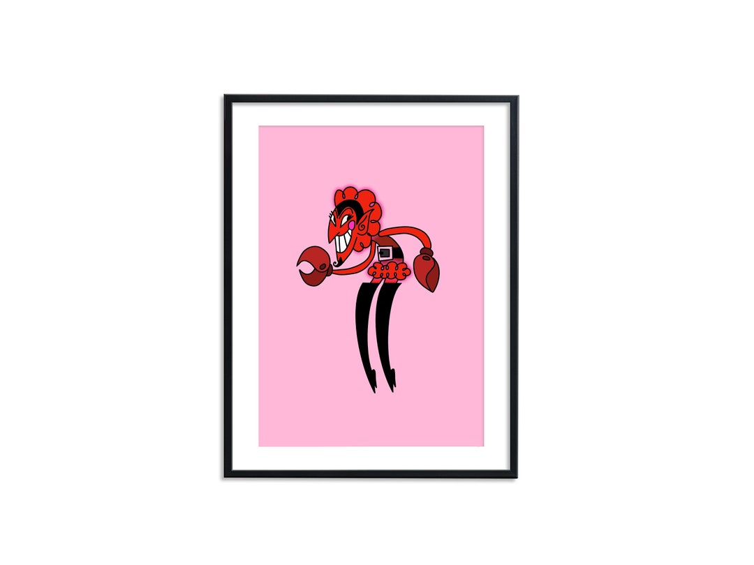 HIM Powerpuff Girls Artwork L Fun Devil Valentines Pink Red - Etsy