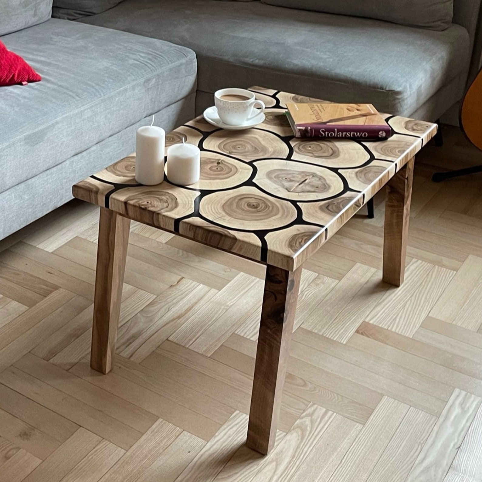 Coffee Table Handcrafted From Solid Walnut Wood and Black Resin Epoxy ...