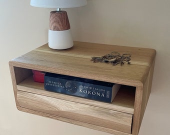 Floating Nightstand Bedside Table Solid Oak Options - Etsy
