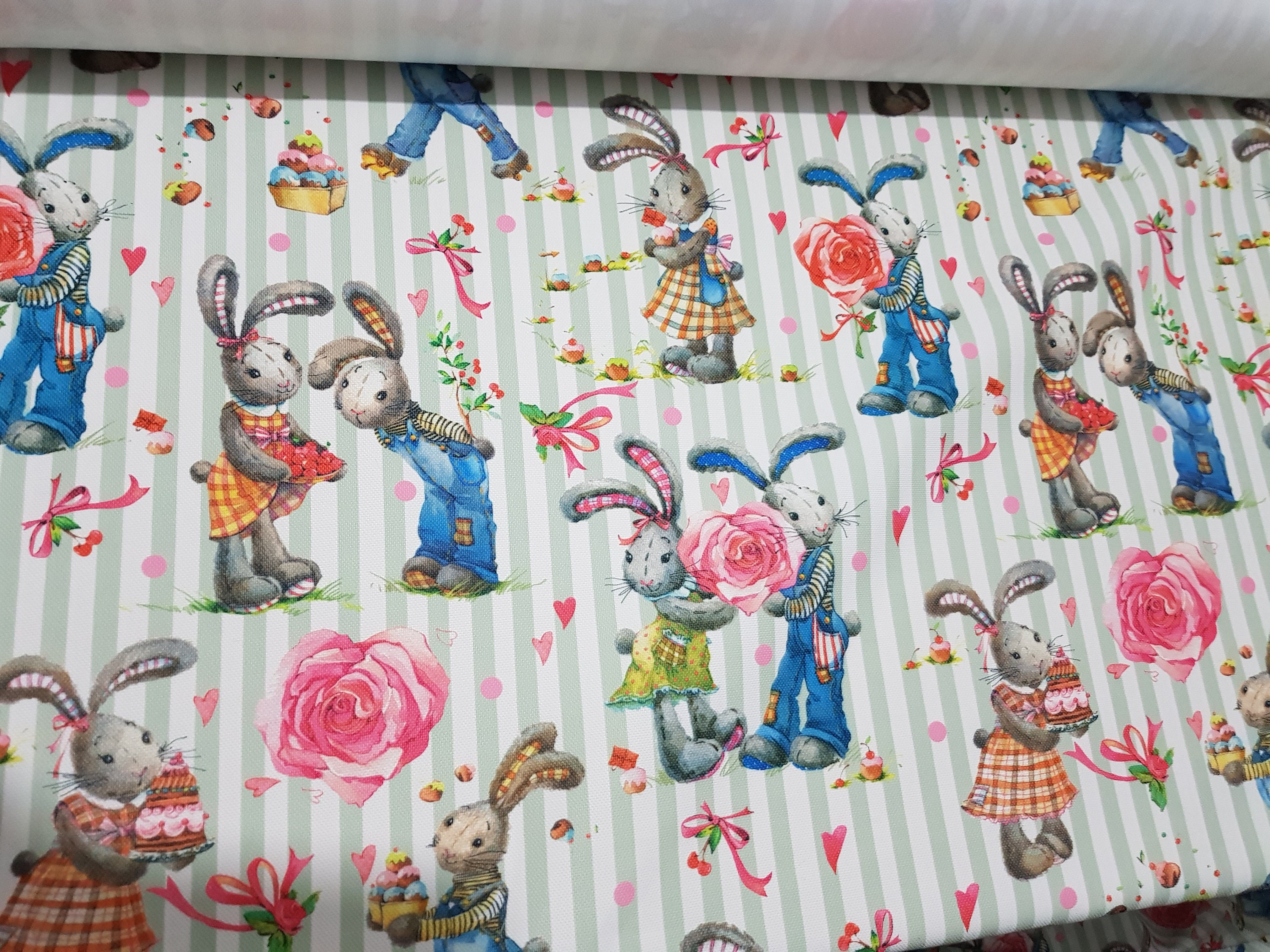 Rabbit Fabric Rabbit Pattern Digital Print Home Decor | Etsy