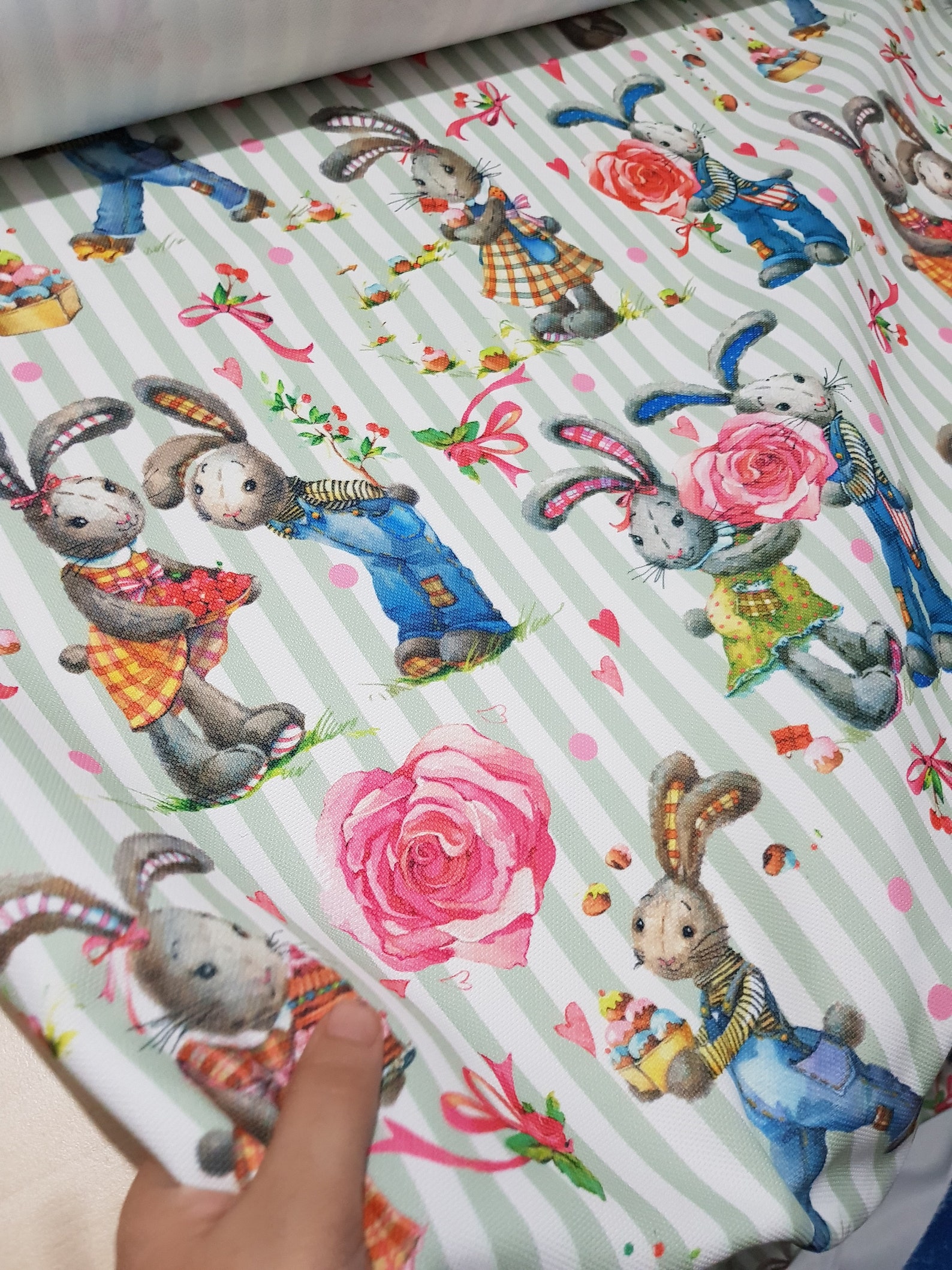 Rabbit Fabric Rabbit Pattern Digital Print Home Decor - Etsy New Zealand