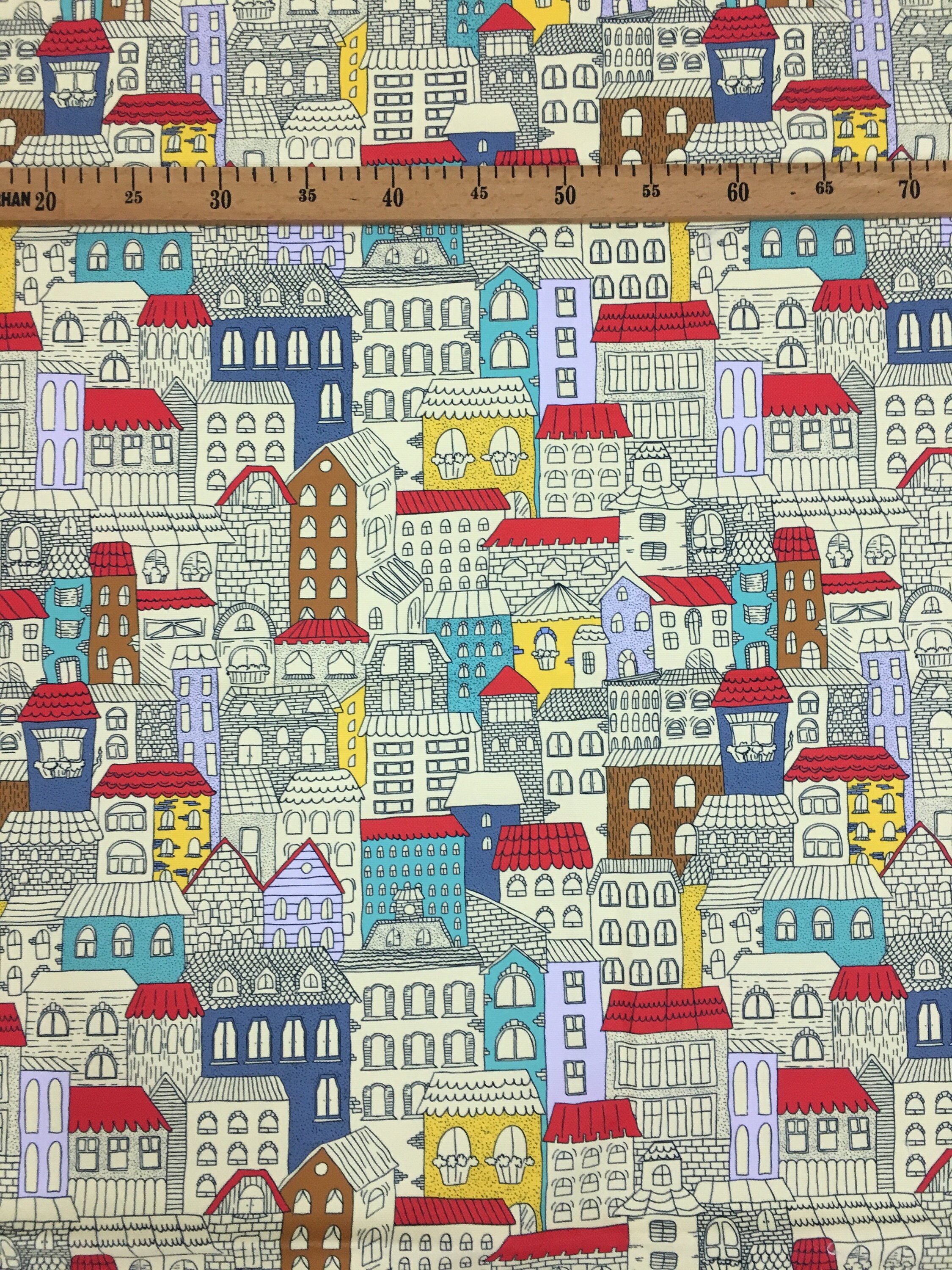 Home Pattern Fabric Historical House Fabric Pop Art Fabric - Etsy