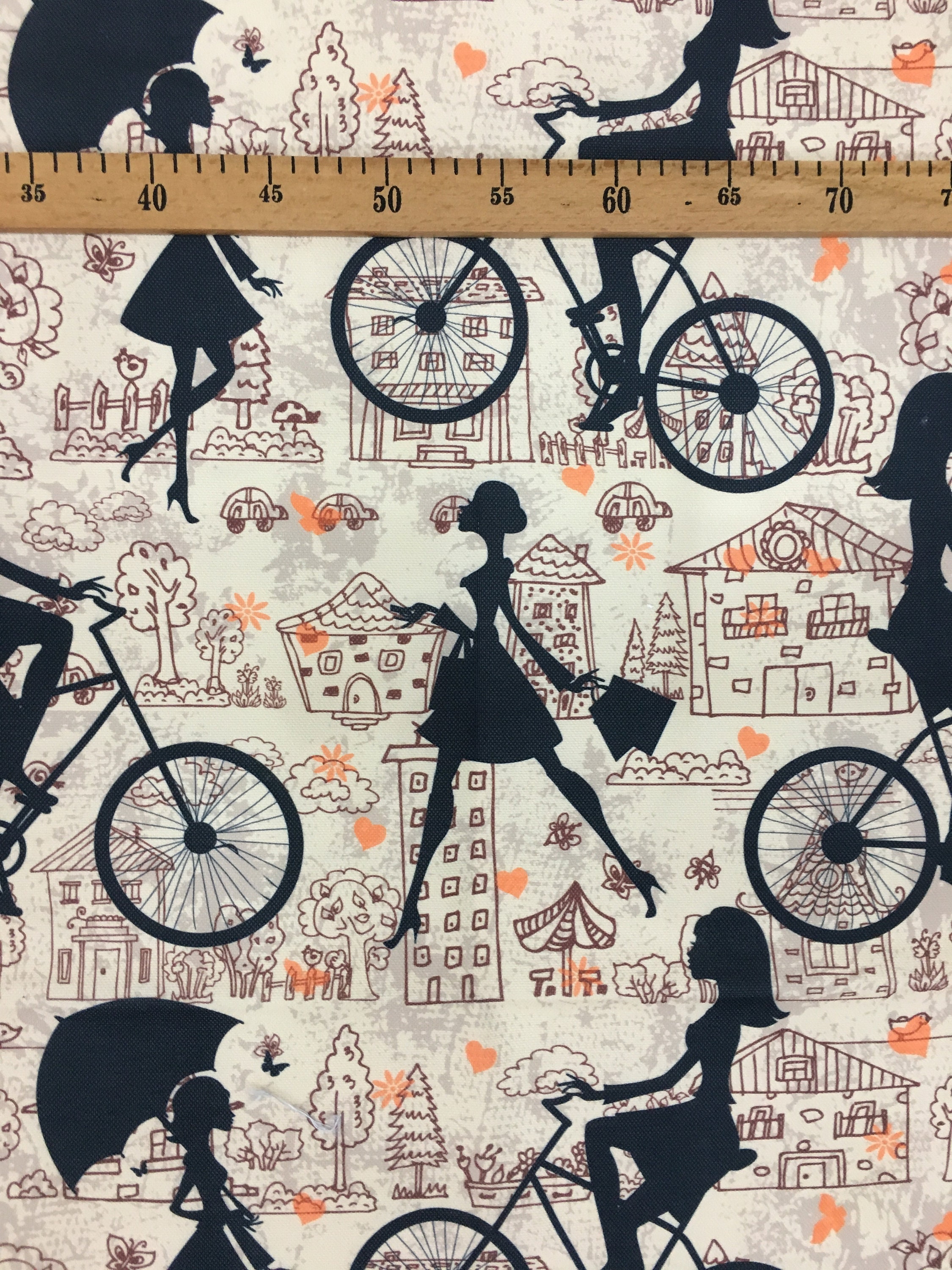 Bicycle Fabric, Woman Ride Bicycle, Womankind Fabric, House Pattern ...