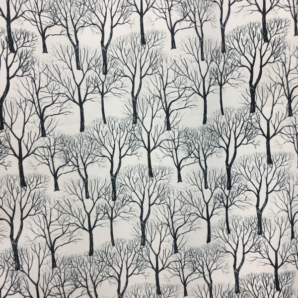 Black and White Woodland Fabric - Etsy