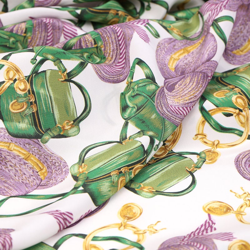 Straw Hat Pattern Printing 2 Colors Available 100% Silk Crepe - Etsy