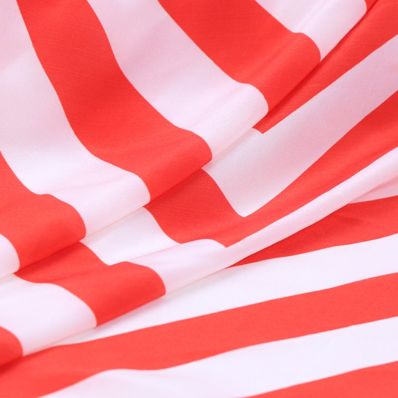 White Fabric Red Stripe Printing 100% Silk Crepe De Chine - Etsy