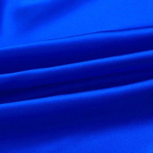 Pure Color Silk Bright Blue Fabric Stretch Silk Satin Designer - Etsy