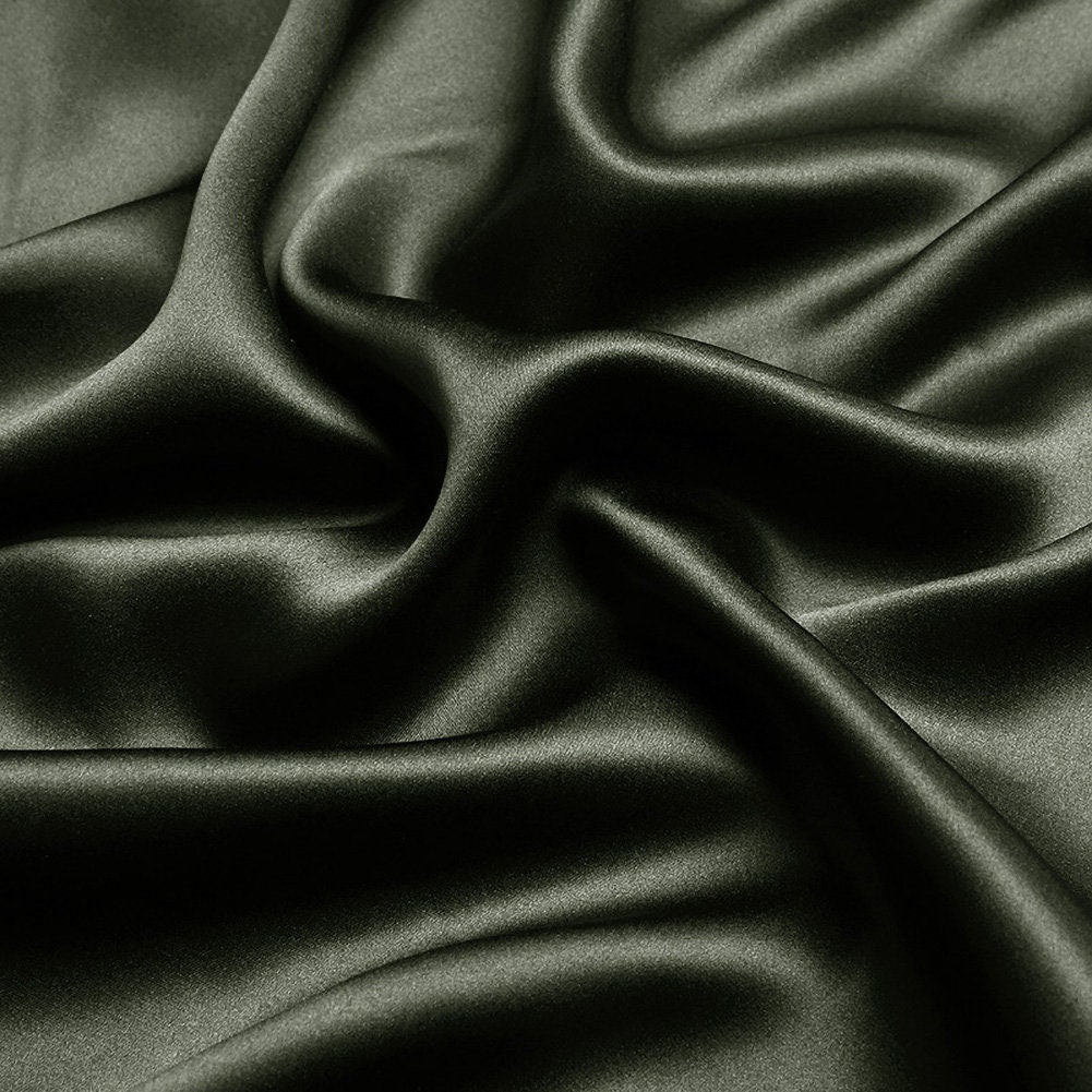 Solid Color Silk Army Green Fabric Stretch Silk Satin Designer - Etsy