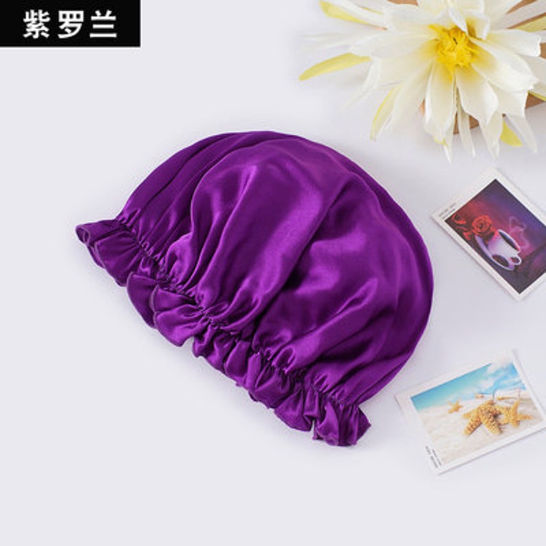 100% Mulberry Silk Hair Nightcap Satin Elastic Band Nightcap - Etsy