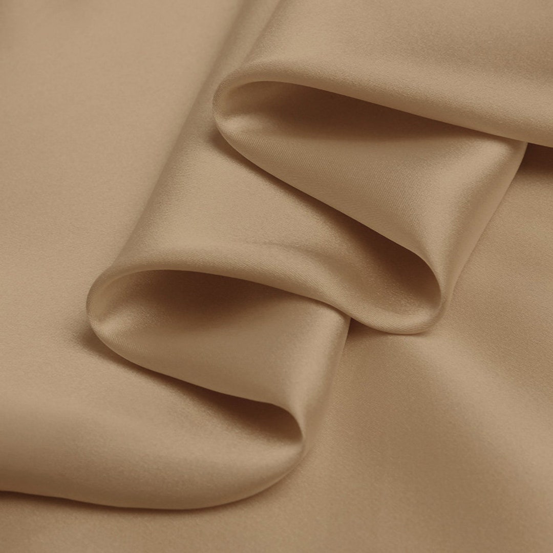 Pure Color Silk Light Gold Fabric Stretch Silk Satin Designer Fabric by ...