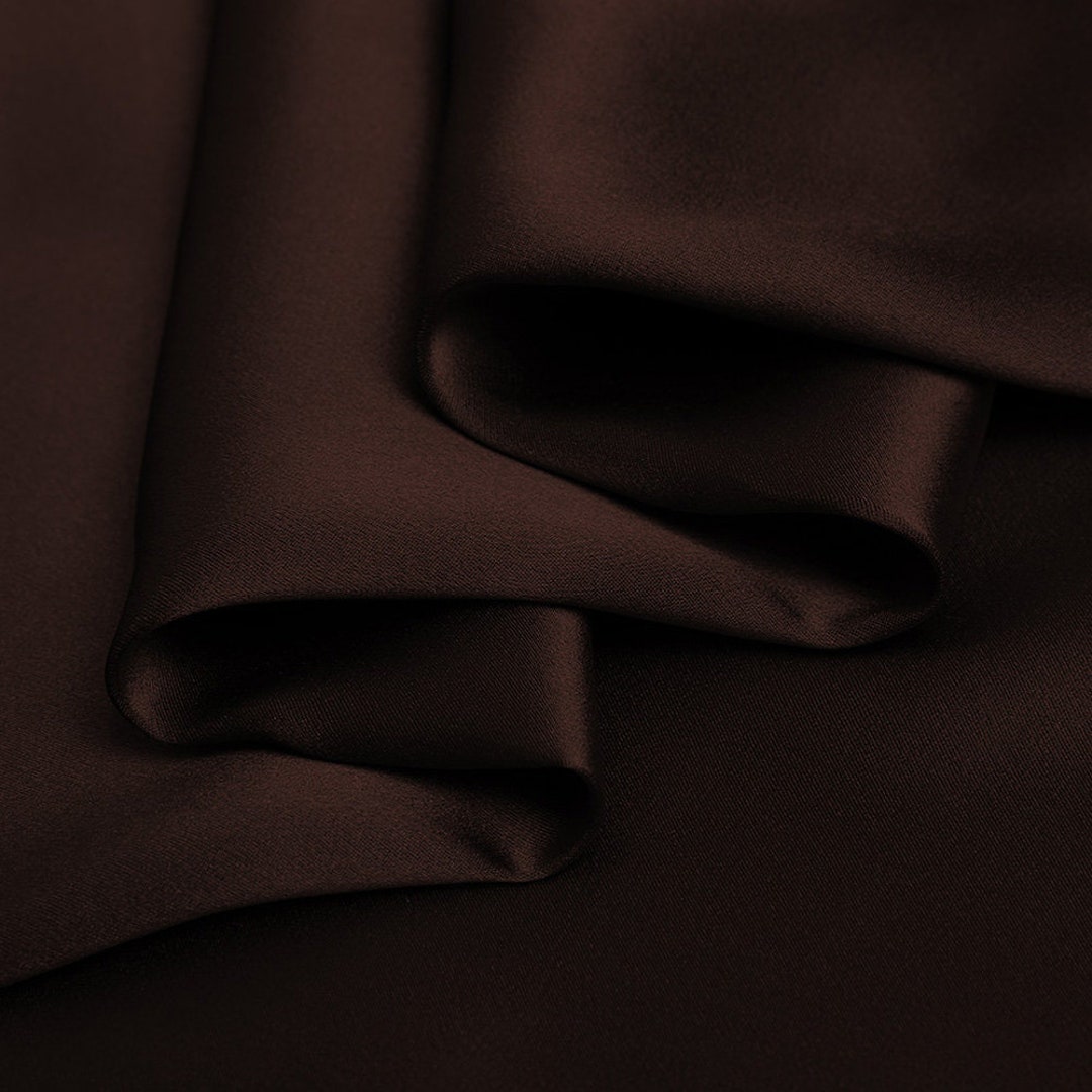 Pure Color Silk Dark Brown Charmeuse Fabric-100% Pure Cotton Solid ...