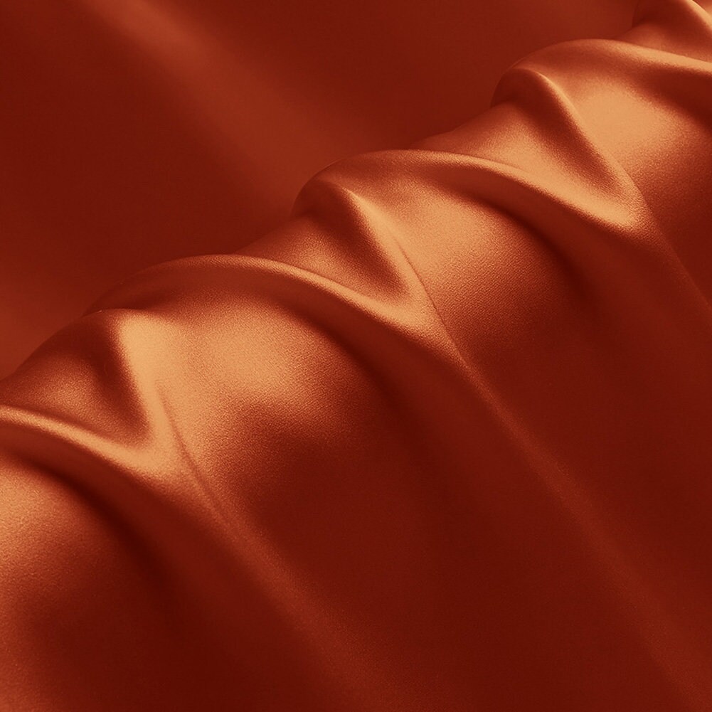 Tejido rojo marrón seda de color puro Stretch Silk Satin - Etsy España
