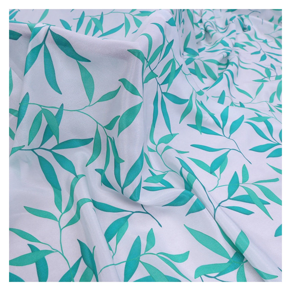 White Fabric Small Leaf Pattern Printingfabric 100% Silk - Etsy