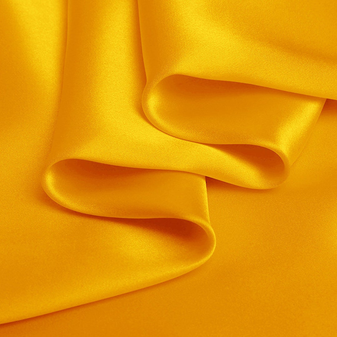 Pure Color Silk Bright Yellow Fabric Stretch Silk Satin Designer Fabric ...