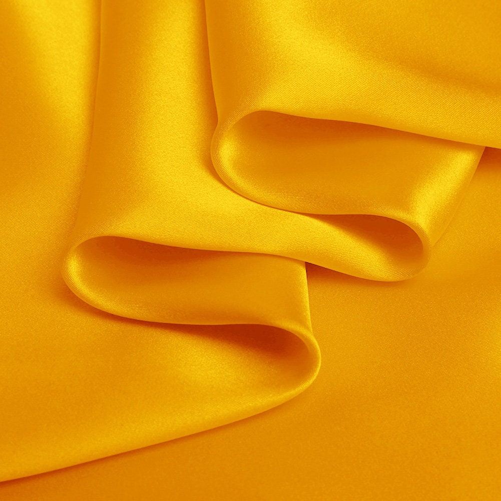Pure Color Silk Bright Yellow Fabric Stretch Silk Satin - Etsy
