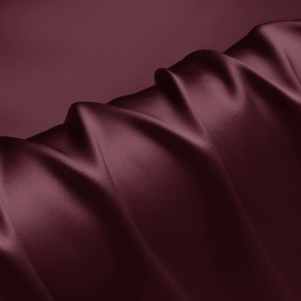 Pure Silk Dark Wine Red Fabric Stretch Silk Satin Designer - Etsy