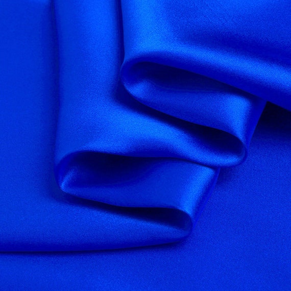 Pure Color Silk Bright Blue Fabric Stretch Silk Satin Designer - Etsy