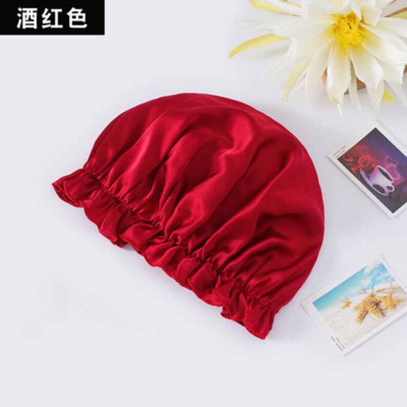 100% Mulberry Silk Hair Nightcap Satin Elastic Band Nightcap - Etsy