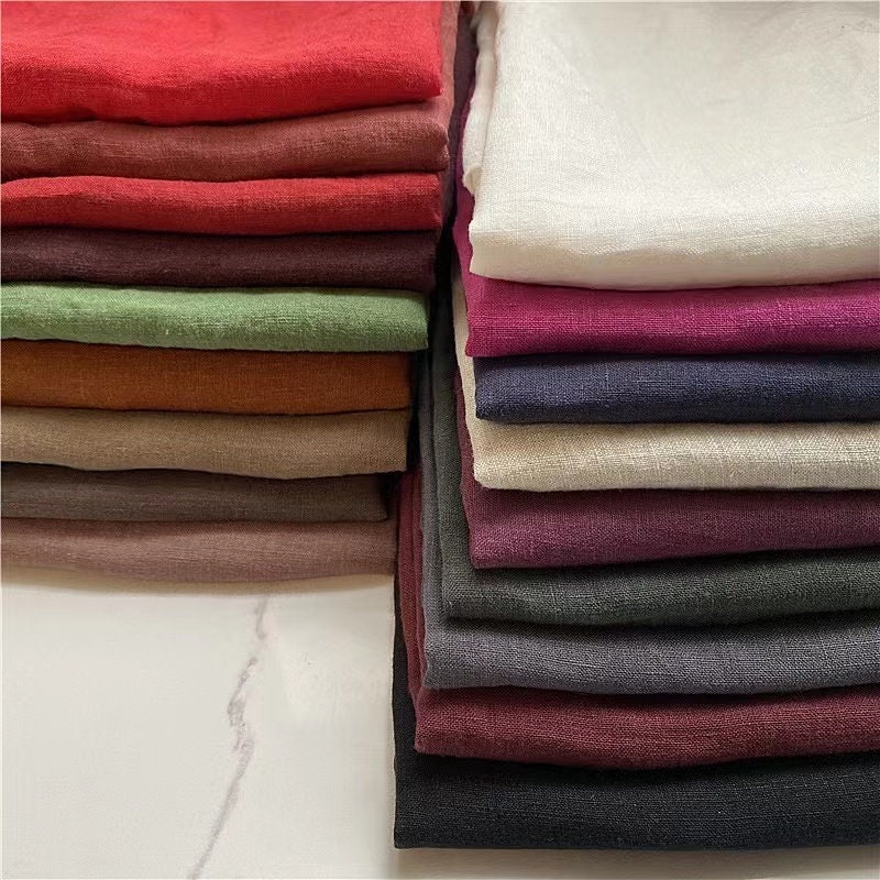 By the Meter Clothing Fabric Solid Color 100% Linen Solid Color Fabric ...