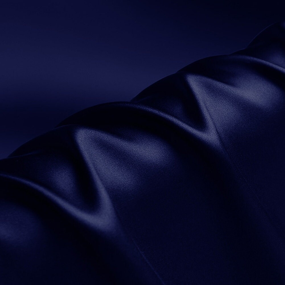 Pure Color Silk Deep Blue Fabric Stretch Silk Satin Designer Fabric by ...