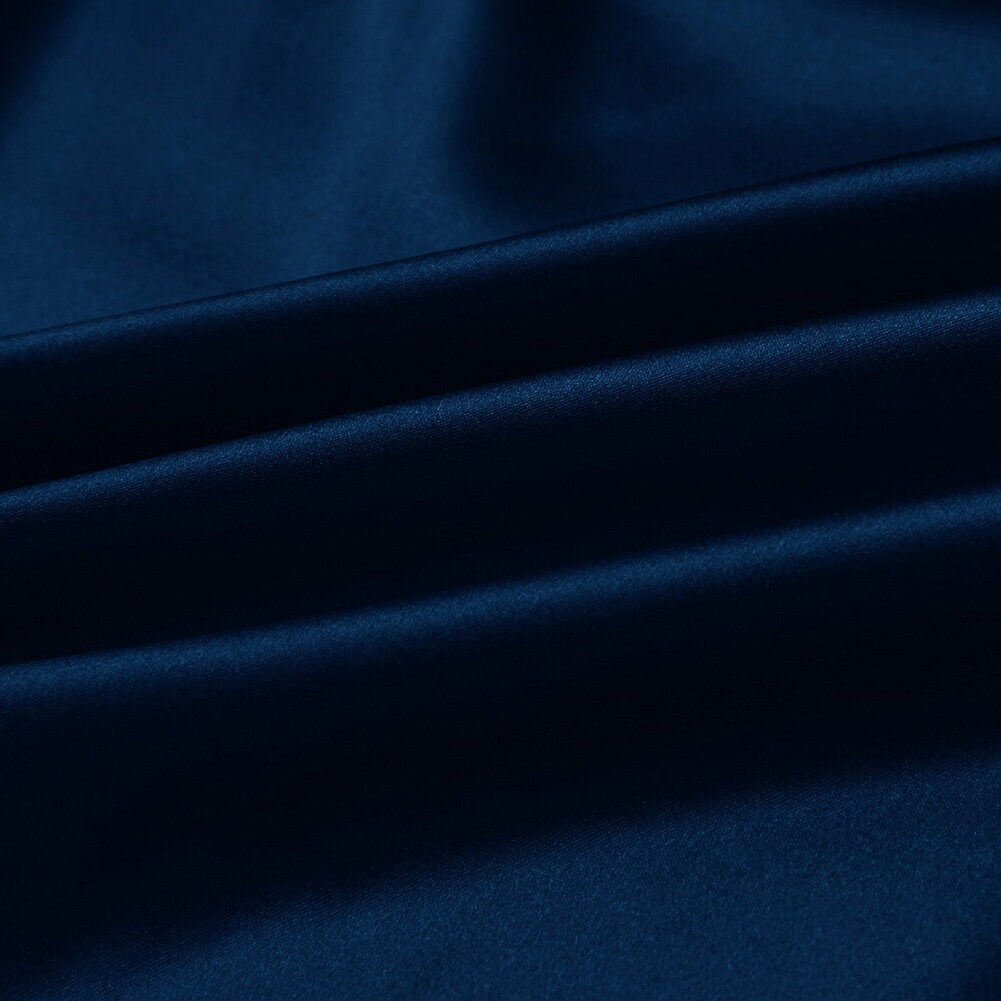 Pure Color Silk Navy Blue Fabric Stretch Silk Satin Designer Fabric by ...