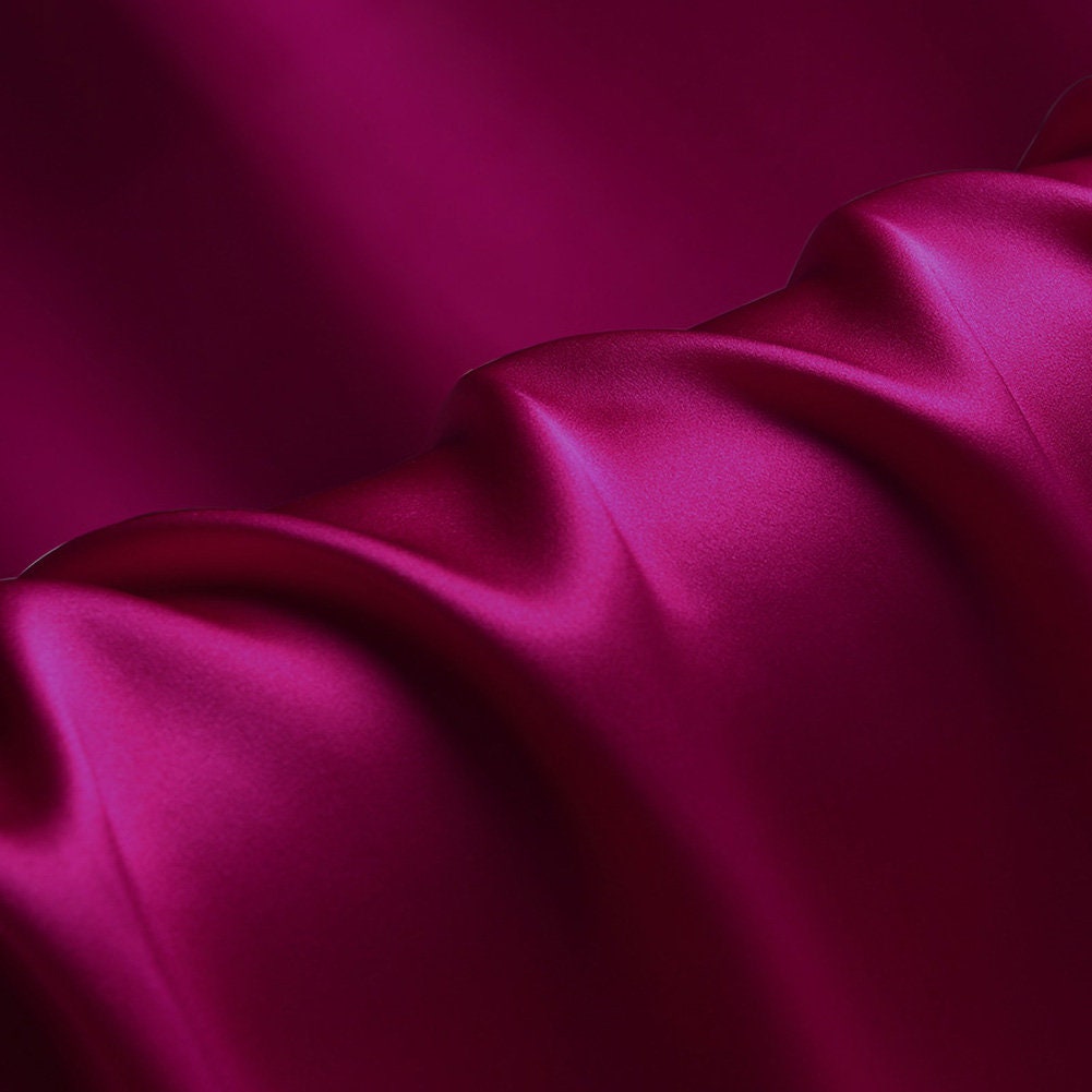 Pure Color Silk Deep Rose Red Fabric Stretch Silk Satin Designer Fabric ...