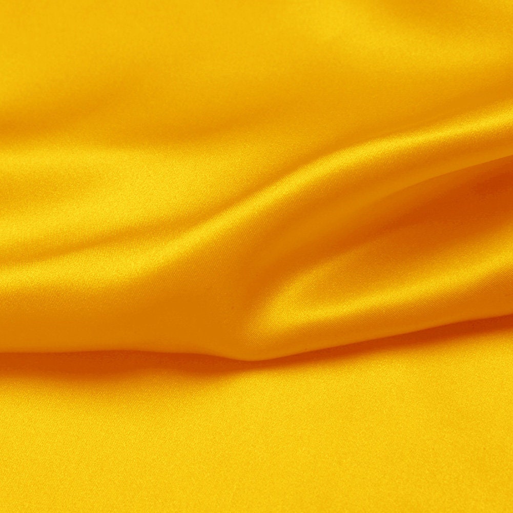 Pure Color Silk Bright Yellow Fabric Stretch Silk Satin - Etsy