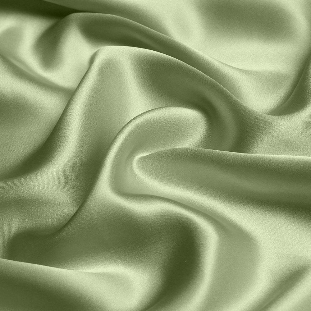 Tissu Charmeuse en soie de couleur unie vert haricot tissu - Etsy France
