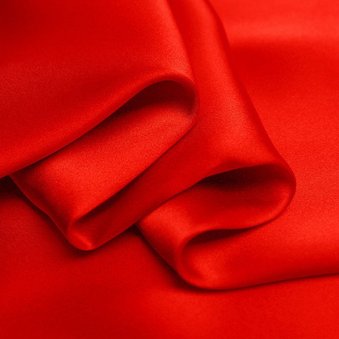 Tissu Charmeuse rouge grenat en soie de couleur Pure, tissu solide 100% ...
