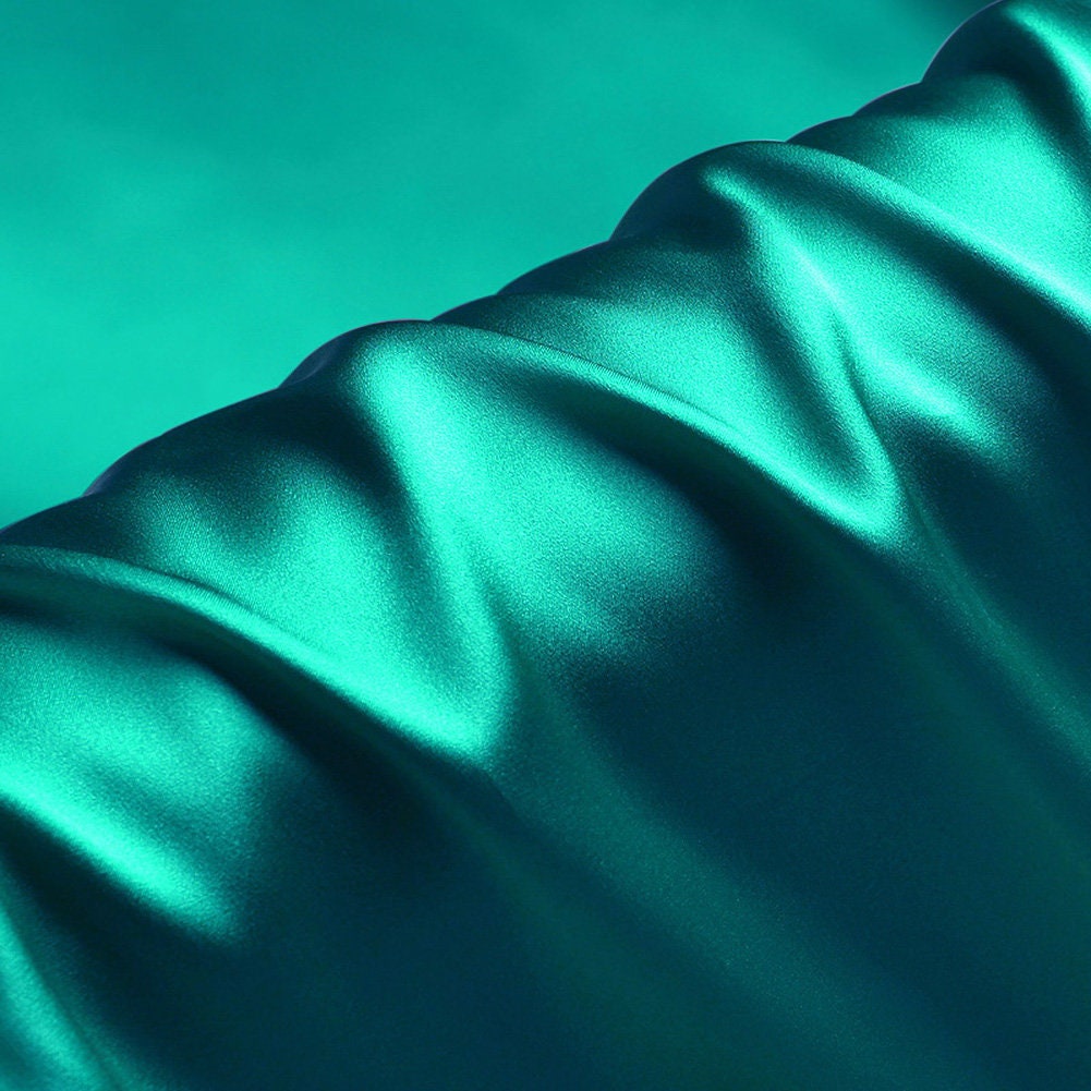 Pure Color Silk Dark Bright Green Fabric Stretch Silk Satin Designer ...