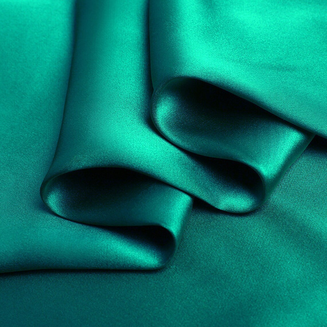 Pure Color Silk Dark Bright Green Fabric Stretch Silk Satin Designer ...