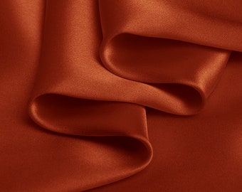 Pure Color Silk Brown Red Fabric Stretch Silk Satin Designer | Etsy